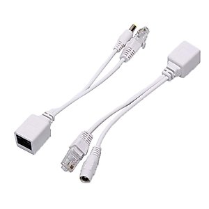 Passive PoE Injector and PoE Splitter Kit with 5.5x2.1 mm DC Power Adaptor Connector for Network Digital Signal（1 Pair-White