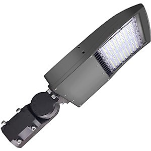 OSTEK LED Parking Lot Lights 100W LED Shoebox Street Pole Lighting, Waterproof 14000LM Outdoor Commercial Area Road Lighting 5000K 100-277V DLC UL (Adjustable Slip Fitter Bracket, 100W - 5000K)