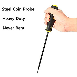 NUOSHIKE Metal Detector Digger Tools with Coin Probe, 7.48 inch Blade, Heavy Duty Serrated Edge Digger,Garden Knife with Sheath for Belt Mount