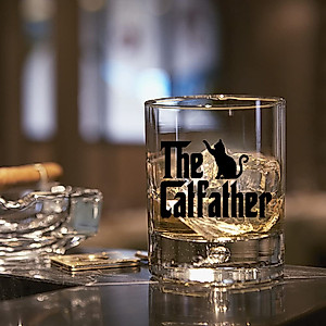 AGMDESIGN The Catfather Whiskey Glass, Funny Cat Dad Glass, Fathers Day Gift, Cat Dad Gift, Cat Mom Gift, Cat Lover Gift