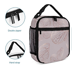 LynaRei Insulated Lunch Box Butterfly Rose Gold Portable Lunch Bag Reusable Small Cooler Lunchbox for Men Women Picnic Travel