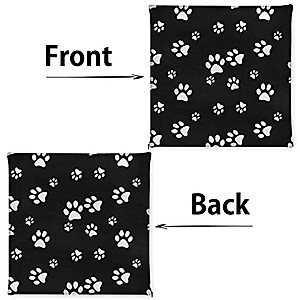 White Dog Puppy Paw Print Square Seat Cushion Non Slip Durable Chair Cushion Pads for Dining Room, Office, Kitchen, Sofa, Floor, Outdoor, Patio Chairs Decorative