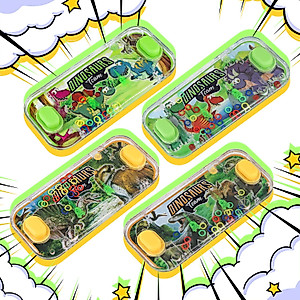 SevenQ Handheld Water Games, 4 Packs Dinosaur Theme Water Toss Ring Game Aqua Toy Water Ring Game for Kids Stocking Stuffers