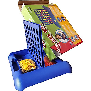 SHUYUE 4 in A Row Board Games Foldable Line up 4 Toys Children's Educational for Kids Blue