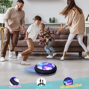 Hover Soccer Ball Boy Toys, Soccer Gifts for 3 4 5 6 7 8+ Year Old Boys Girls, Rechargeable Air Floating Soccer with LED Light and Upgraded Foam Bumper, Indoor Birthday Gifts for Kids Age 3-12
