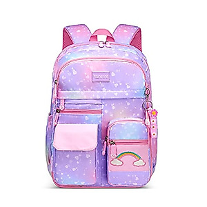 Youngsing Backpack for Girls Kids Backpack Elementary School Primary School Bag (Purple)