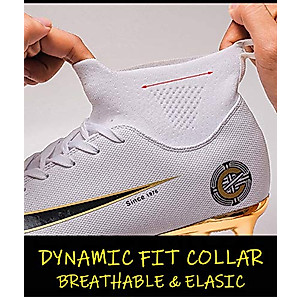 Niber Soccer Cleats Big Boys Size Ankle Boots Women Turf Outdoor Soccer Shoes for Men Size FG Football Boots, 76-1white, 9 Big Kid