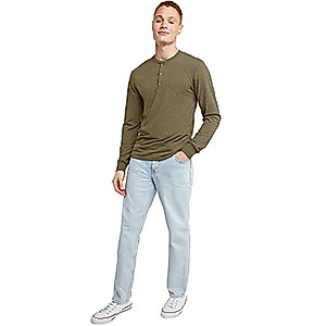 Hanes Originals Men's Tri-Blend Long Sleeve Henley, Oregano PE Heather, X Large