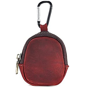 Tomcrazy Mini Backpack Bag Genuine Leather Carrying Pouch Small Purse for AirPods Pro Case, Galaxy Buds, Sony LinkBuds S WF-L900 WF-1000XM4, Keys, Coins,Access Card, Airtag (Wine red)
