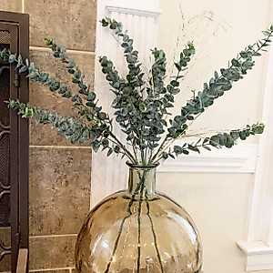 Ollain 5 Pcs Artificial Eucalyptus Greenery Stems Plants 29.5" Tall Fake Eucalyptus Leaves Spray Silver Dollar Eucalyptus Branches Plant for Home Garden Office Store Decoration