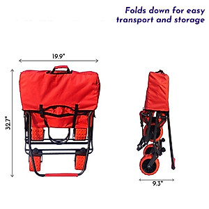 Impact Canopy Folding Collapsible Utility Wagon, Extra-Large Wagon with All-Terrain Wheels, Red