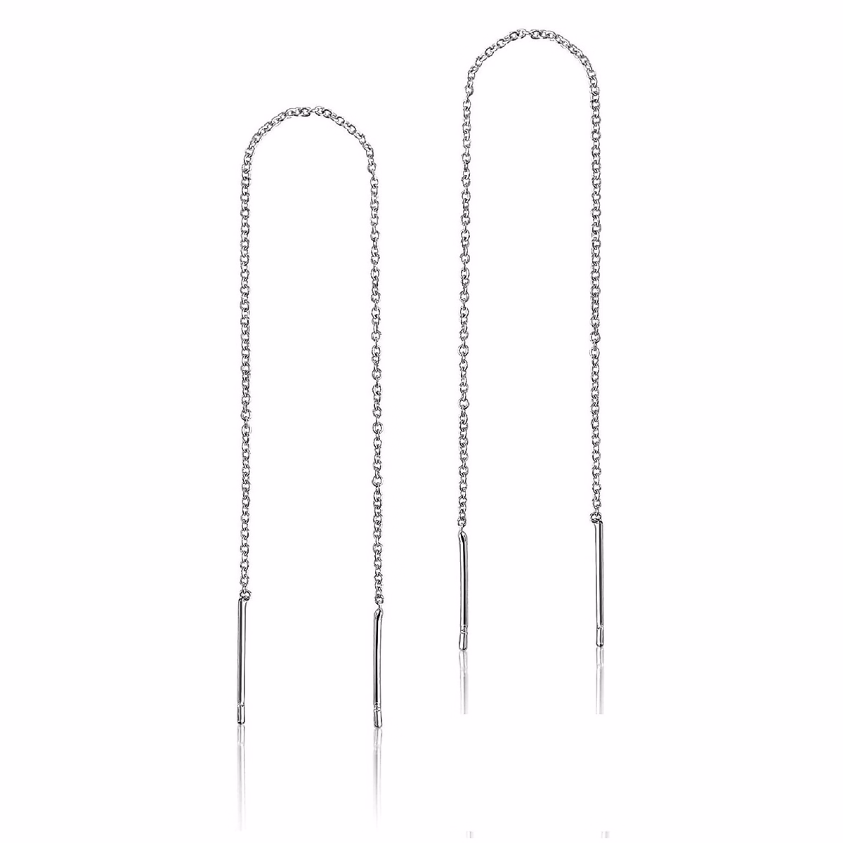A Pair 925 Sterling Silver Tassel Threader Drop Earrings Long Chain Ear Line