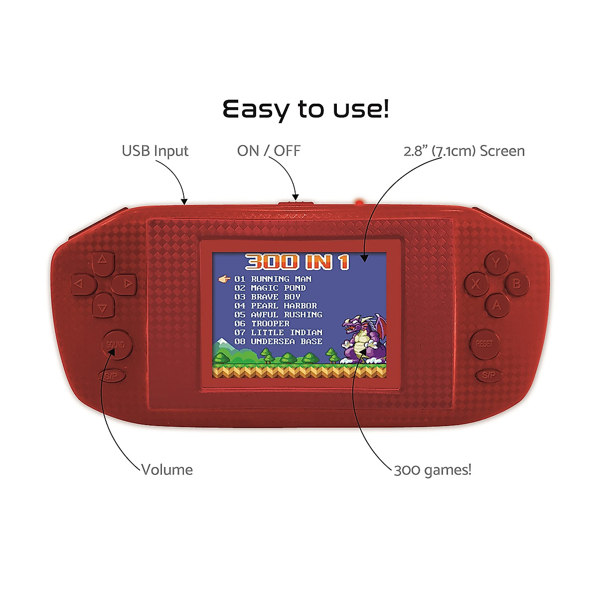 LEXiBOOK 300 Video Game Handheld Console - Red