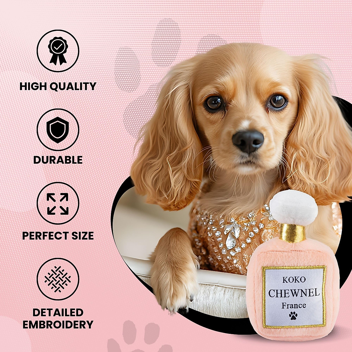 Dog Diggin Designs Runway Pup Collection | Unique Squeaky Parody Plush Dog Toys – Fashion Accessories