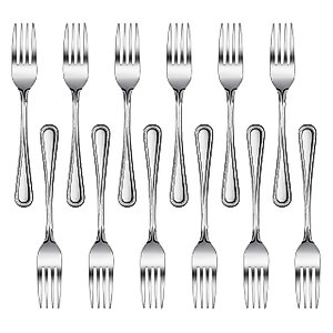 New Star Foodservice 58468 Bead Pattern 18/0 Stainless Steel, Dinner Fork 7.7-Inch Set of 12