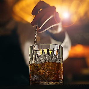 JASVIC Whiskey Glasses Set with Gift Box, 10 Oz Crystal Rocks Glasses, 2 Old Fashioned Glass Tumbler with 2 Ice Molds and 1 Swizzle Spoon for Whiskey Cocktail Bourbon Liquor Scotch