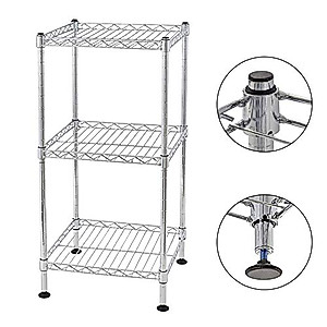 BELANITAS 3 Tier Storage Shelf Wire Shelving Unit Steel Shelving Adjustable Metal Storage Rack Metal Shelving Unit Shelves for Pantry, Garage, Basement, Living Room, Kitchen,Chrome