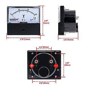 Baomain Voltmeter DH-670 AC 0-30V Rectangular Class 2.5 Analog Panel Volt Voltage Meter