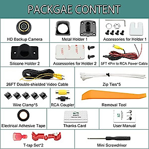 GreenYi AHD 720P Reverse Rear Cam Backup/Front/Side View Camera with Gold Rim + Hidden/Flush Mount Holder Shell