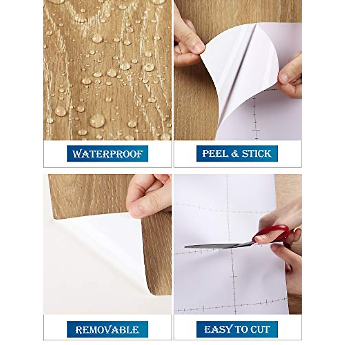 FunStick Brown Natural Wood Contact Paper Peel and Stick Wood Grain Contact Paper Self Adhesive Faux Wood Wallpaper Removable Wood Wall Paper for Countertops Cabinets Desk Shelves Thick 15.8"x78.8"