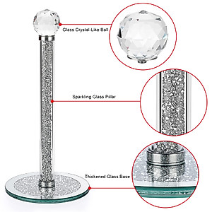 JUXYES Vertical Countertop Paper Towel Roll Holder Rack, Upright Paper Holder Crushed Diamond Standup Paper Towel Holder for Kitchen Dining Room Bathroom, 13 Height Freestanding Paper Roll Holder