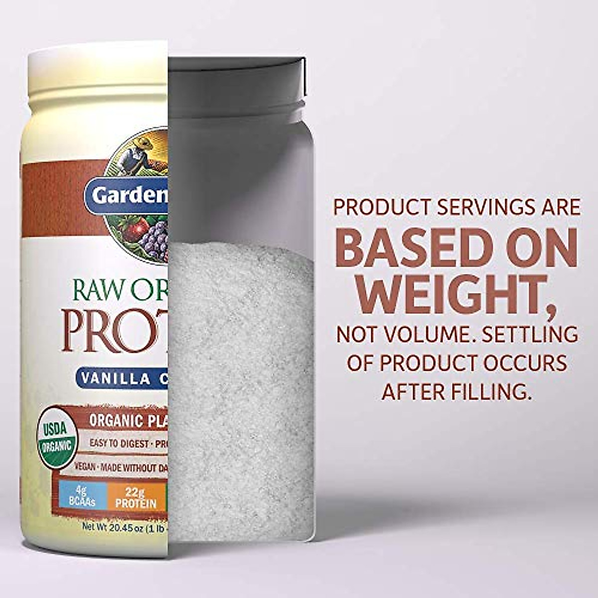 Garden of Life Raw Organic Protein Vanilla Chai Powder, 20 Servings, Certified Vegan, Gluten Free, Organic & Non-GMO, Plant Based Sugar Free Protein Shake, Probiotics & Enzymes, 4g BCAAs, 22g Protein