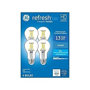 GE Refresh 60 Watt Equivalent A19 Daylight Dimmable LED Light Bulb (4-Pack)