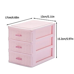 DOITOOL Drawer Desktop Storage Organiser 3 Layer Large Capacity Cosmetic Storage Case Jewelry Holder Box Storage Container for Vanity Bathroom Counter Dresser Pink