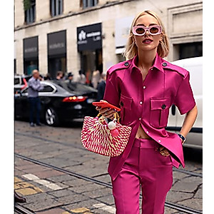 GOGREENWOVEN Straw Bag - Straw Purse for Women - Summer Woven Beach Tote Bag - Handmade Bamboo Handle Handbag