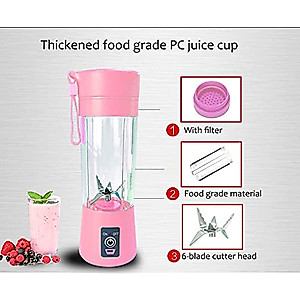MuslimStreet Personal Blender for Shakes and Smoothies with Cup and Lid, Raspberry (Color : Black)