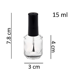 Eco-Fused Transparent Clear Empty Nail Polish Bottles - with Dupont Brushes - Set of 6 - Also Includes 6x Plastic Funnels, 12x Mixing Balls and 20x Sticker Labels - Making your Own Nail Polish