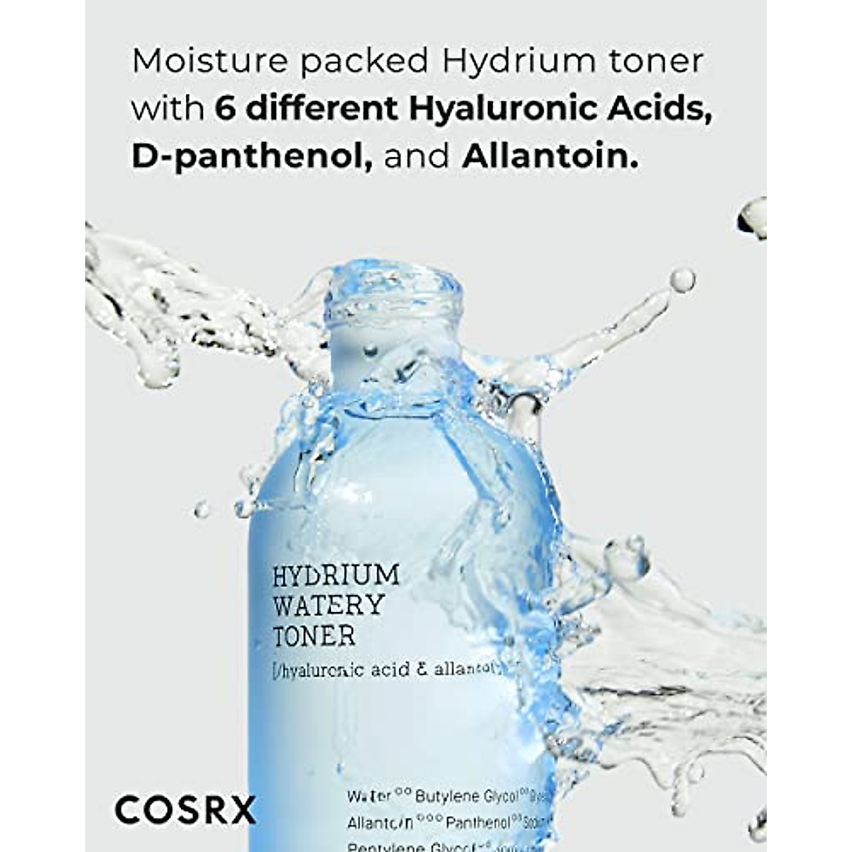 COSRX Hydrium Watery Toner, 150ml / 5.07 fl.oz | Hyaluronic Acid Moisture Toner | Korean Skin Care, Animal Testing Free, Paraben Free
