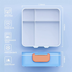 Homuserr 1300ML Lunch Container, 4-Compartment Microwave and Dishwasher Safe Bento Box for Kids, Sealing Strip Design Adult Lunch Box, No BPAs, No Chemical Dyes