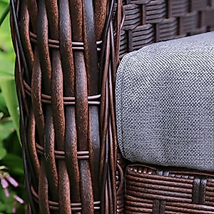 HAPLIFE Products 3 Piece Outdoor Wicker Bistro Set Space Saving Patio Furniture for Yard Side Storage Table, Brown
