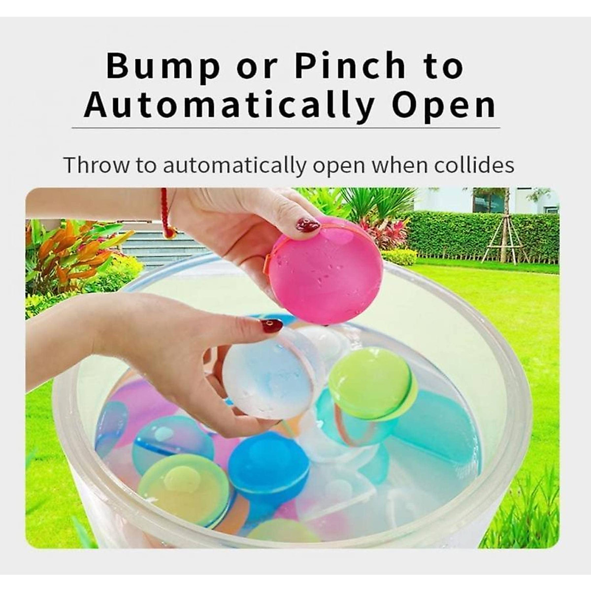 [10 in 1] Magnetic Reusable Water Balloons, Quick Fill Self Sealing Waterfall Water Balls for Kids, Water Bomb Splash Balls for Swimming, 2 Pink 2 Blue 2 Green 2 Yallow 2 Orange