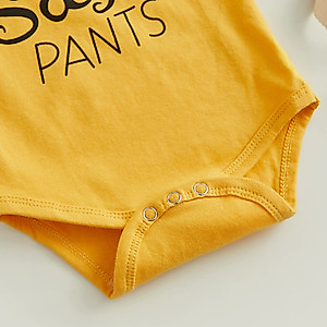 BeQeuewll Newborn Baby Girl Summer Outfits Letter Short Sleeve Bodysuit Romper Tops Floral Shorts Pants 3 piece Clothes (A Orange, 3-6 Months)