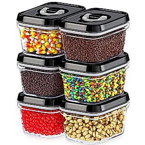DWËLLZA KITCHEN Airtight Food Storage Containers with Lids – 6 Pieces All Same Size - Pantry Container for Spices, Candy, Nuts, Coffee and Tea, Clear Plastic BPA-Free, Keeps Food Fresh & Dry