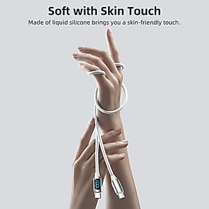 6.6FT 100W USB C Cable 6FT USB C to USB C Cable PD Fast Charging Silicone Type-C Cable with LED Display for MacBook Pro 13 16 MacBook Air 13 15