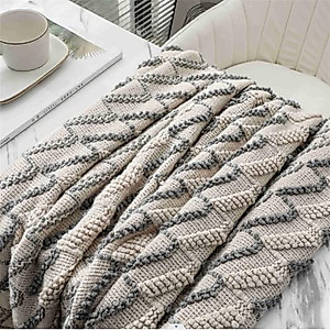 Bigreat Knitted Throw Blanket, 50x60 Inch, Textured Throw Blankets for Couch Bed Sofa Travel, Knit Woven Blanket for Women, Men and Kids, Boho Decorative Blanket with Tassels