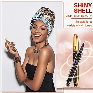 12 Pieces Self Adhesive Eyeliner 2 in 1 Eye Liner Pen Diamond Liquid Eyeliner No Glue No Magnetic Eyeliner Waterproof Lasting for Women Girls Eye Makeup False Eyelashes Gift, Black