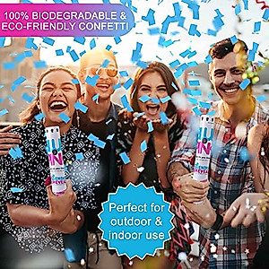 Tamsan Premium Gender Reveal Confetti Cannon, Set of 4 Mixed (2 Blue 2 Pink) Gender Reveal Confetti Cannon Popper, for Gender Reveal Decorations and Baby Gender Reveal Party Supplies, Pink&blue