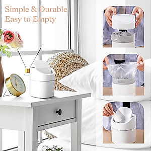 Kittmip 2 Pcs Mini White Desk Trash Garbage Can with Lid and 360 Pcs Trash Bags White 0.5 Gallon Tiny Countertop Waste Basket Desktop Trash Bin for Bathroom Kitchen Table Office