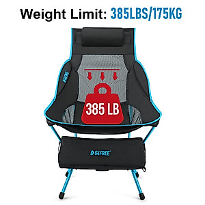 G4Free Folding Camp Chair High Back Lightweight Camping Chair with Removable Pillow, Side Pocket & Carry Bag, Compact & Heavy Duty 385lbs for Outdoor Hiking Backpacking Beach Picnic Travel Blue