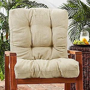 Big Hippo Outdoor Seat/Back Chair Cushion - Tufted High Back Patio Chair Cushions Soft Thicken Patio Chair Cushion for Indoor, Outdoor, Home Use (Beige)