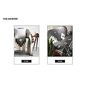 PHNAM Throw Blanket with Fringe for Couch Bed Soft Decorative Cozy Woven Knit Warm Bed Throws Reversible for Chair, Sofa, Living Room, Bedroom (51x63 inches)(B)