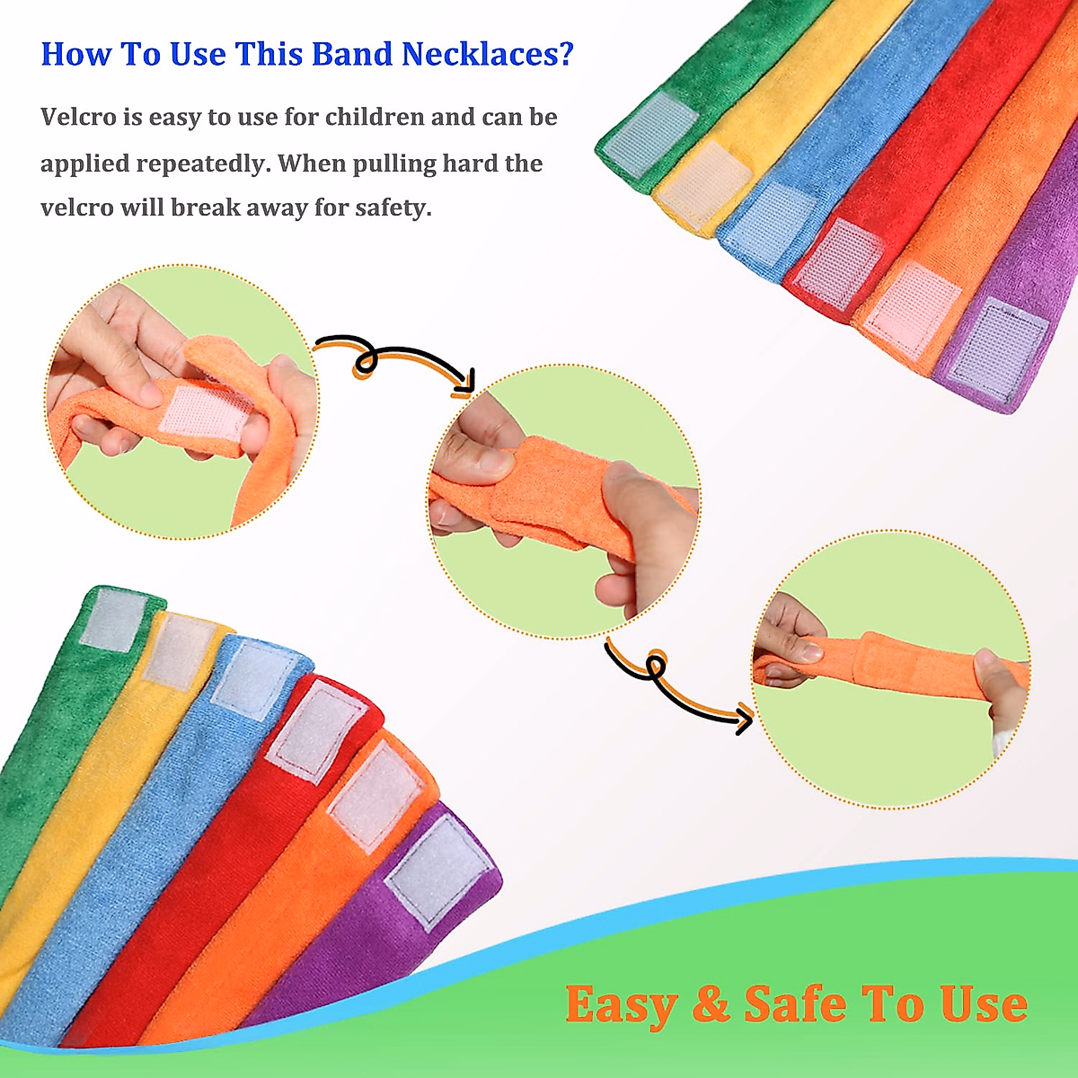 Chew Necklaces for Sensory Kids, Cloth Fabric Necklace Oral Toys for Boys Girls Alternative to Chewing, Terry Absorbent Chewy Toy Autism for ADHD SPD Fidgeting 6 Pack