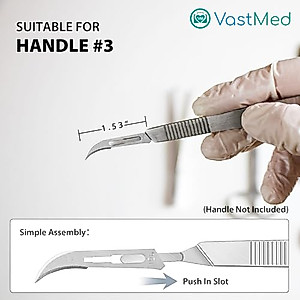 100PCs Dental Grade #12B Stainless Steel Sterile Surgical Blades by VASTMED | Individually Wrapped High Stainless Steel Dermablade Surgical Blade