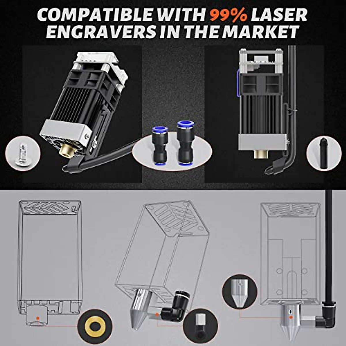 Laser Air Assist, DEWALLIE Laser Air Pump with 16L/min Airflow for 99% Laser Engraver Removing Smoke and Dust, Low Noise and Easily Assemby