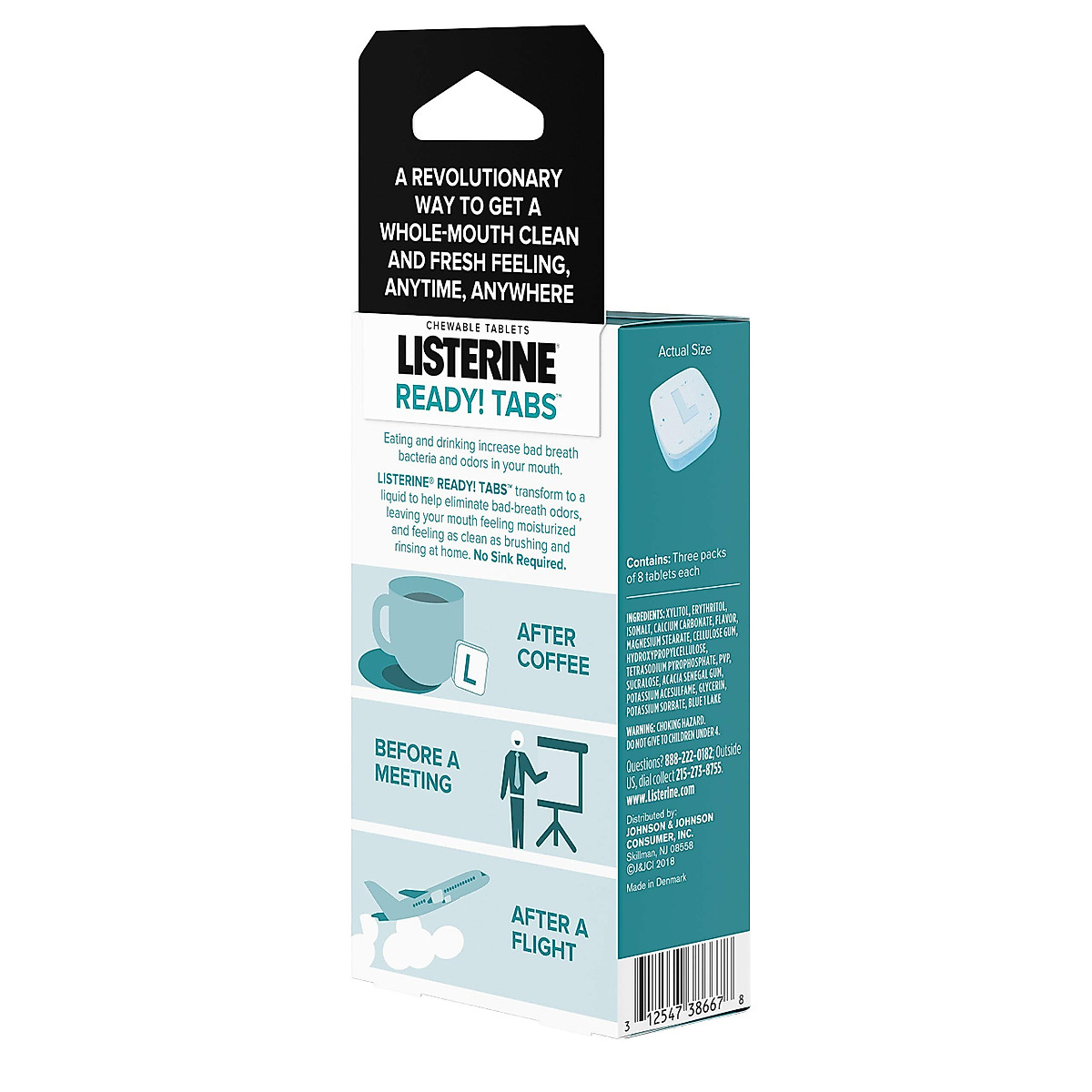 Listerine Ready! Tabs Chewable Tablets with Clean Mint Flavor, 24 Count