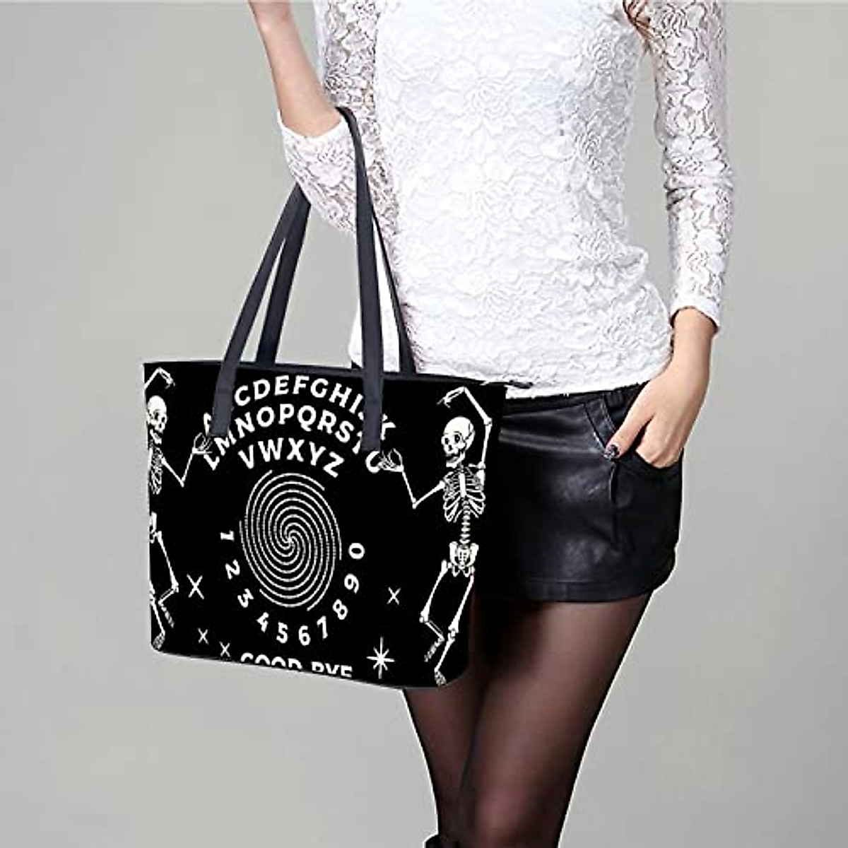YongColer Goth Tote Bag, Witch Big Purse Shoulder Handbag for Women, Gothic Black Design 1